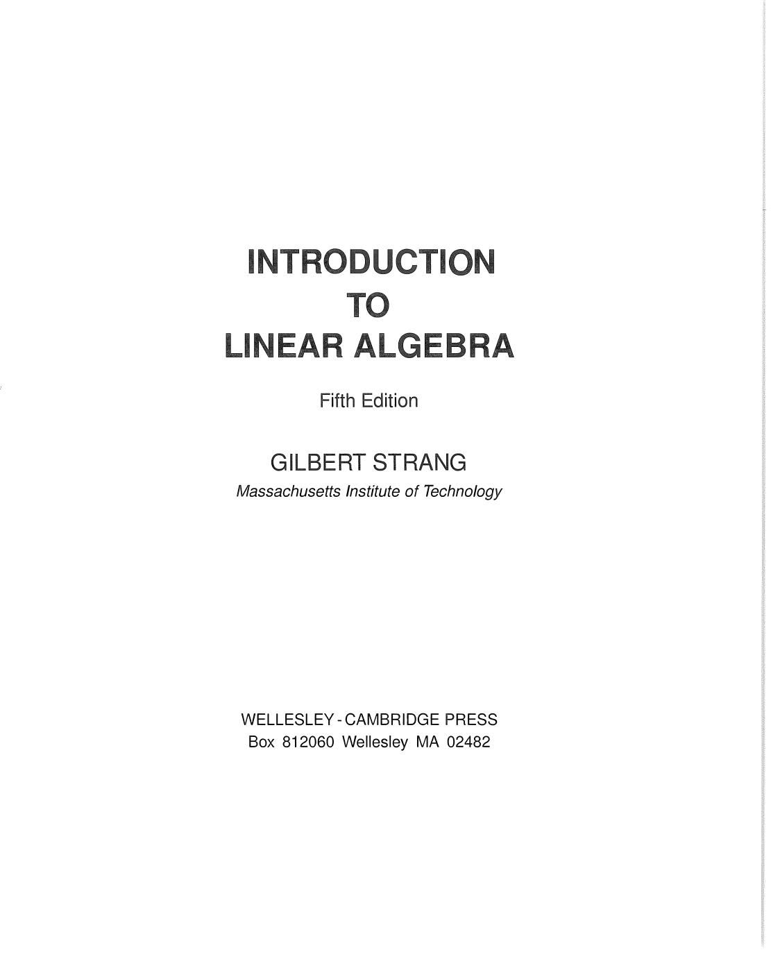 Introduction to Linear Algebra 5e - Gilbert Strang - wander的博客